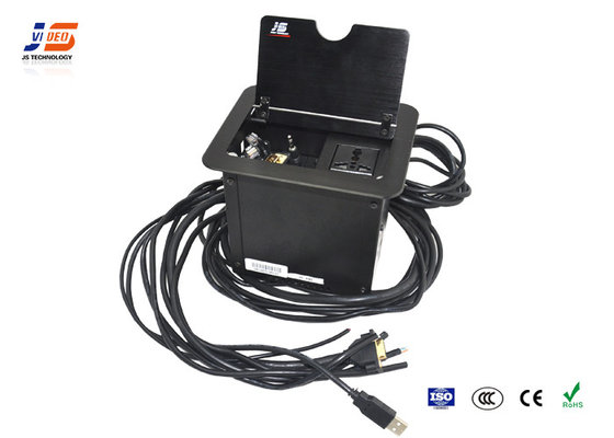 Flush-mount Meeting Room Desk Cable Outlet with Power USB / Audio