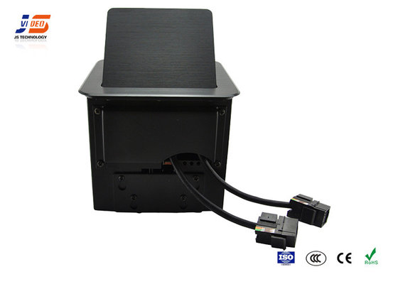 Desk Pop Up Electrical Socket , Europe Plug RJ45 Table Top Power Outlet
