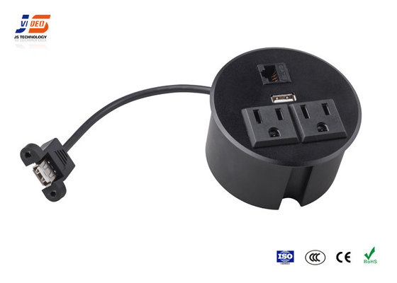 Brushed Flush Mounted Power Outlet , Conference Table Power Socket