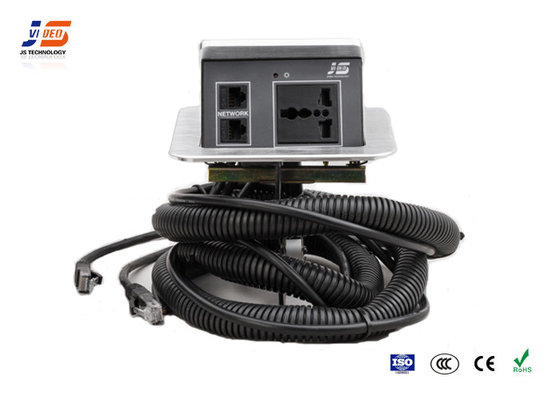 Aluminum Tabletop Connection Box Table Outlet With USB RJ45 Universal Power