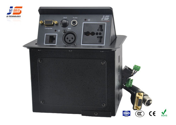 Black / Silver Tabletop Interconnect Box Power RJ45 Microphones Connectors