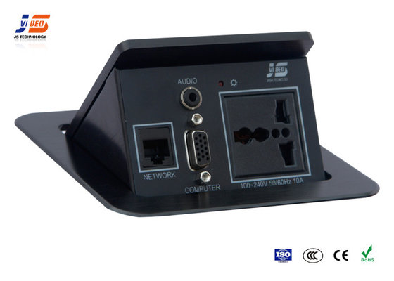 Black Tabletop Interconnect Box ,  Pop Up Socket  RJ45 Power Outlet