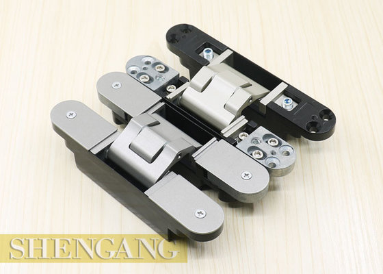 Swing Door Hidden Door Hinges Hardware 17.5mm Intermediate Gap Satin Nickel Coating