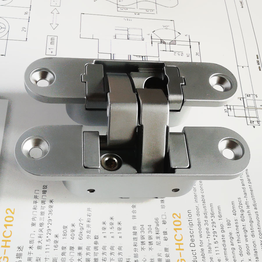 Zamak 180 Degree Hinge Adjustable Hinges Concealed Door Hinges 111.5*29*36mm