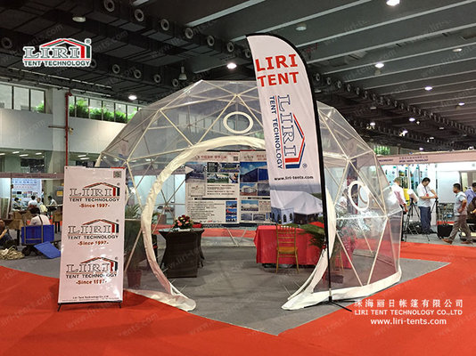 Dia 14m Transparent PVC Cover Steel Frame Geodesic Dome Tent