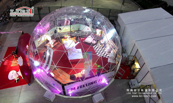 Dia 14m Transparent PVC Cover Steel Frame Geodesic Dome Tent