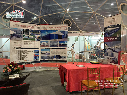 Dia 14m Transparent PVC Cover Steel Frame Geodesic Dome Tent