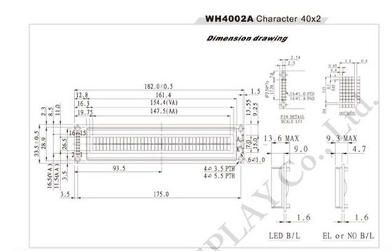 WINSTAR  Character LCD WH2402A ,40*2 Character LCD WH4002A ,WH4004A supplier