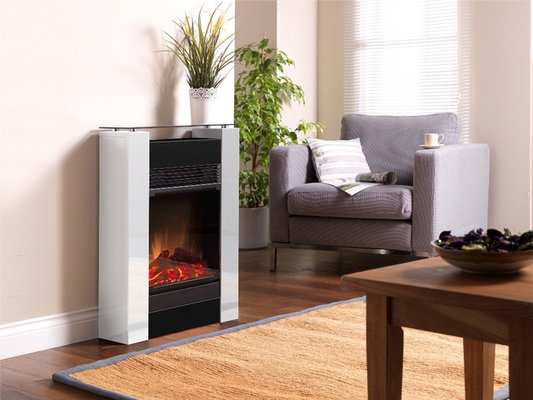 insert electric fireplace MDF mantel and tempered glass table modern stove KNSING supplier