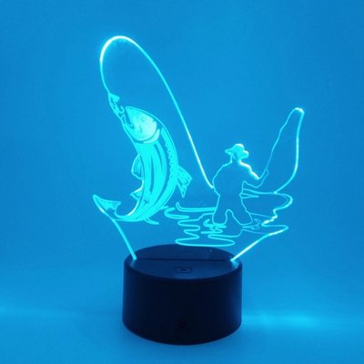 Hot sale Novelty  Go Fishing 3D Night Lamp USB Small Colorful Led Animal Shape Light