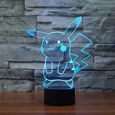 Pokemon GO Pikachu 3D LED Night Lamp 7 Color Changing Touch Switch Table Lamp