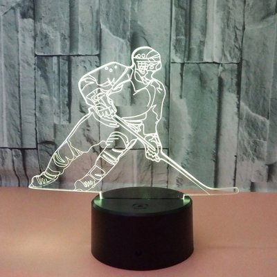 7 Color Creative Gift Acrylic Manufacturer Wholesale Hockey Night Light Novelty Led 3d Kids Lamp