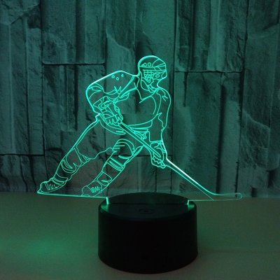 7 Color Creative Gift Acrylic Manufacturer Wholesale Hockey Night Light Novelty Led 3d Kids Lamp