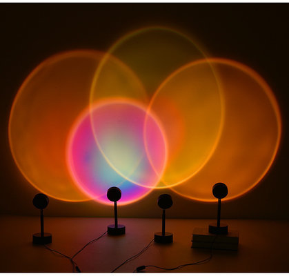 USB Charging Night Light 180 Degree Rotation Rainbow Sunset Projection LED Table Lamp for Living Room Bedroom Decor