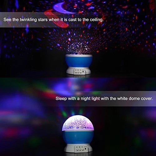 Hot sale Romantic Dreaming 4 LED Bulbs 8 Modes Moon Stars Projector Night Light for Kids Bedroom