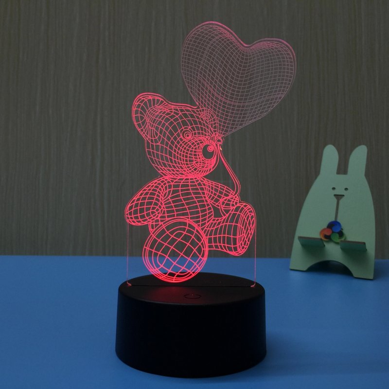 Love & Heart Shape LED 3D Optical Illusion Smart 7 Colors Night Light Table Lamp with USB Cable
