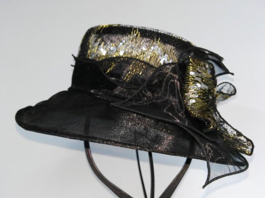 Special Lace covered Crown Organza Hat in Medium Brim , Elegant Bow , Easy Packable