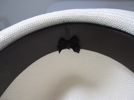 White Soft Handweaving Japanese Paper Mens Straw Fedora Hat , Leather Sweatband