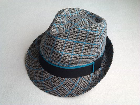 Cool Multi Color Fabric Fedora Straw Hats For Men , Orange Lining Around Crown