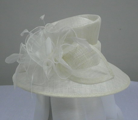 Cream Wedding Sinamay Ladies Hats Sinamay Leave And Organza Rose With Large Down Brim