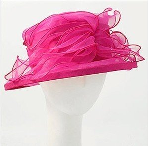 Fuchsia Breathable Organza Hat Upbrim With Small Elastic Band Inside
