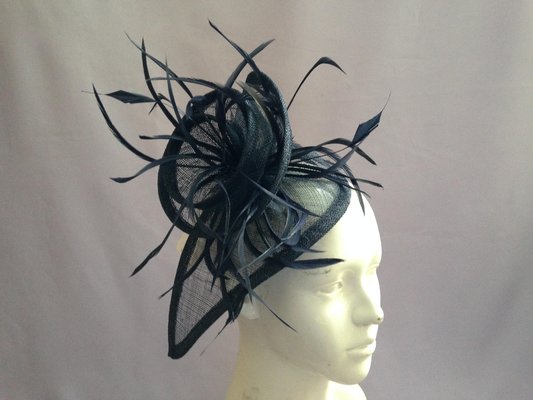 Brown / Ivory / Navy / Yellow Ladies Fascinator Hats With Feathers Trimming For Wedding