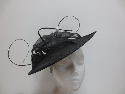 3 Layers Saucer Fascinator ladies wedding hats with Pearls , Customized