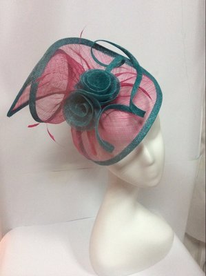 Two Color way Sinamay Ladies Fascinator Hats Cock Feathers Trimming