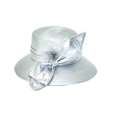 Elegant Satin Braid Ladies' Church Hats Satin bow with feather trimming