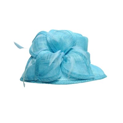 Blue Sinamay Ladies Hats Sinamay Leaves Trimming horse racing