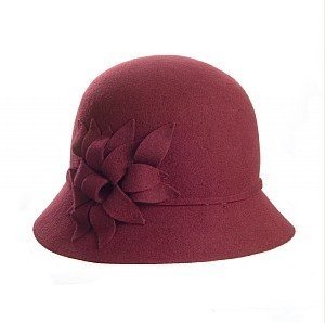 Round Crown Elegant Ladies’ Church Wool Felt Hats with Self Felt Flower for Normal Day