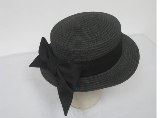 Boater Shape Paper Braid Ladies' Casual Hats With Fabric Ribbon Bow For Special Occasion