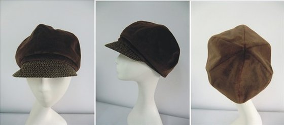 Custom Velvet Fabric Comfortable Ladies’ Baker Boy Cap with Topstitching Inside for Normal