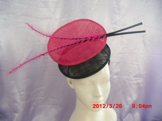 Two Sinamay Shape Ladies Fascinator hats With Coque Feather For Christmas , Halloween