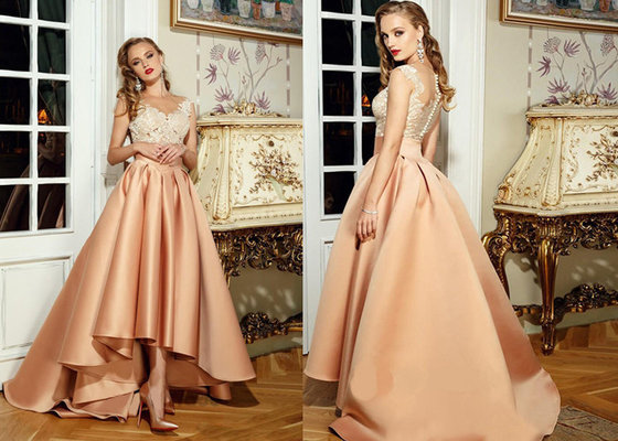 Satin Celebrity Skirts Champagne Bridesmaid Dresses Long Diamond Decoration