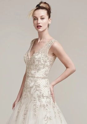 Stain V Neck A Line Style Wedding Dresses For Decorate Beautiful Lines