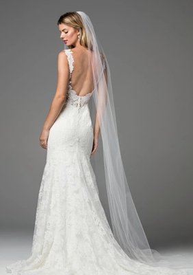Fabrics A Line Fit And Flare Wedding Gown Bold Back Design Light Luxury Trailing