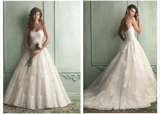 Handmade Embroidery Ball Gown Style Wedding Dresses With Long Trains