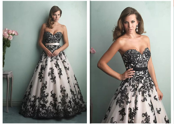 Drop Waist Beautiful Wedding Ball Gowns / Black Ball Gown Wedding Dresses