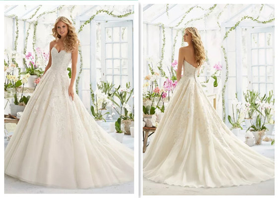 Luxurious Ball Gown Bridesmaid Dresses / Tailed Crystal Ball Gown Wedding Dress