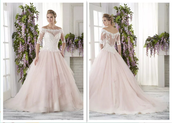 Faultless Ball Gown Style Wedding Dresses With Sleeves Romantic Trailing Design