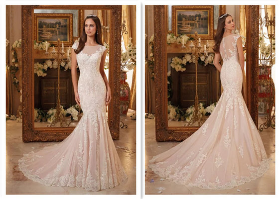Long Tail Wedding Fit And Flare Dresses / German Peacock Fit Flare Bridesmaid Dresses