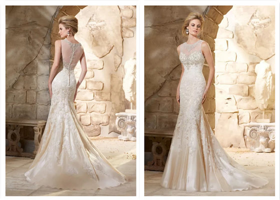 Champagne Strapless Fit And Flare Wedding Gown For Girls And Ladies