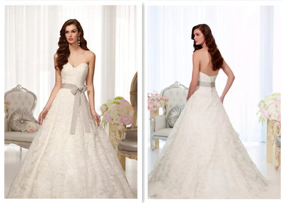 Real Pictures Alluer A Line Dress Wedding Gown , Fitted Ball Gown Wedding Dress
