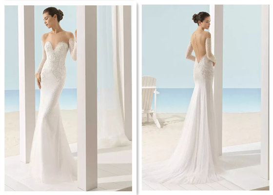 Cheap Mermaid Tail Wedding Dress with Long Sleeve Elegant Bridal Dresses