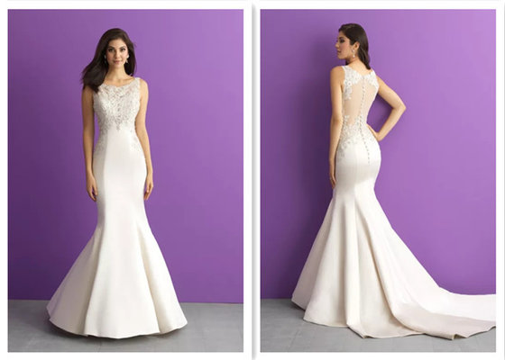 Regal Sophistication Mermaid Tail Wedding Dress Sumptuous Crystal Embellishments