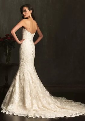 Western Sexy Mermaid Wedding Dresses , Pearls Nude Sweetheart Mermaid Dress