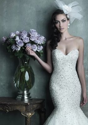 Beautiful Strapless Lace Mermaid Wedding Dress , Kind Mermaid Dress With Long Train