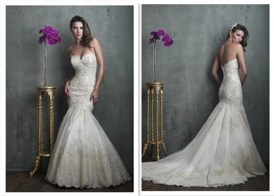 Simple Ivory Mermaid Tail Wedding Dress With Comfortable Fabric Material