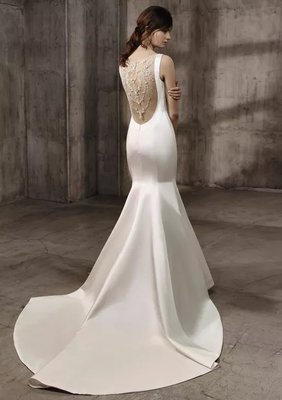 Fashionable Strapless Mermaid Dress / White Taffeta Mermaid Wedding Dress